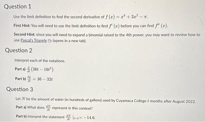 Solved Use the limit definition to find the second | Chegg.com