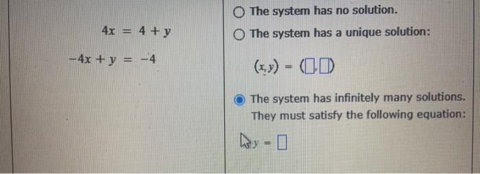 Solved The answer is infinitely many solutions but what does | Chegg.com