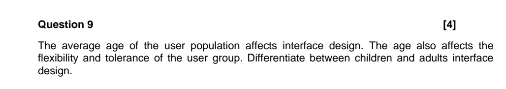 Solved Question 9The average age of the user population | Chegg.com