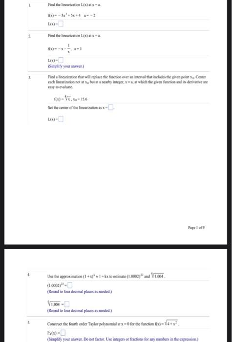 Solved Find The Linesti Find The Linearization Lx2 