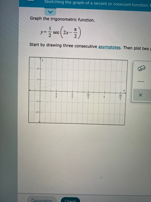 Solved Sketching the graph of a secant or cosecant function: | Chegg.com