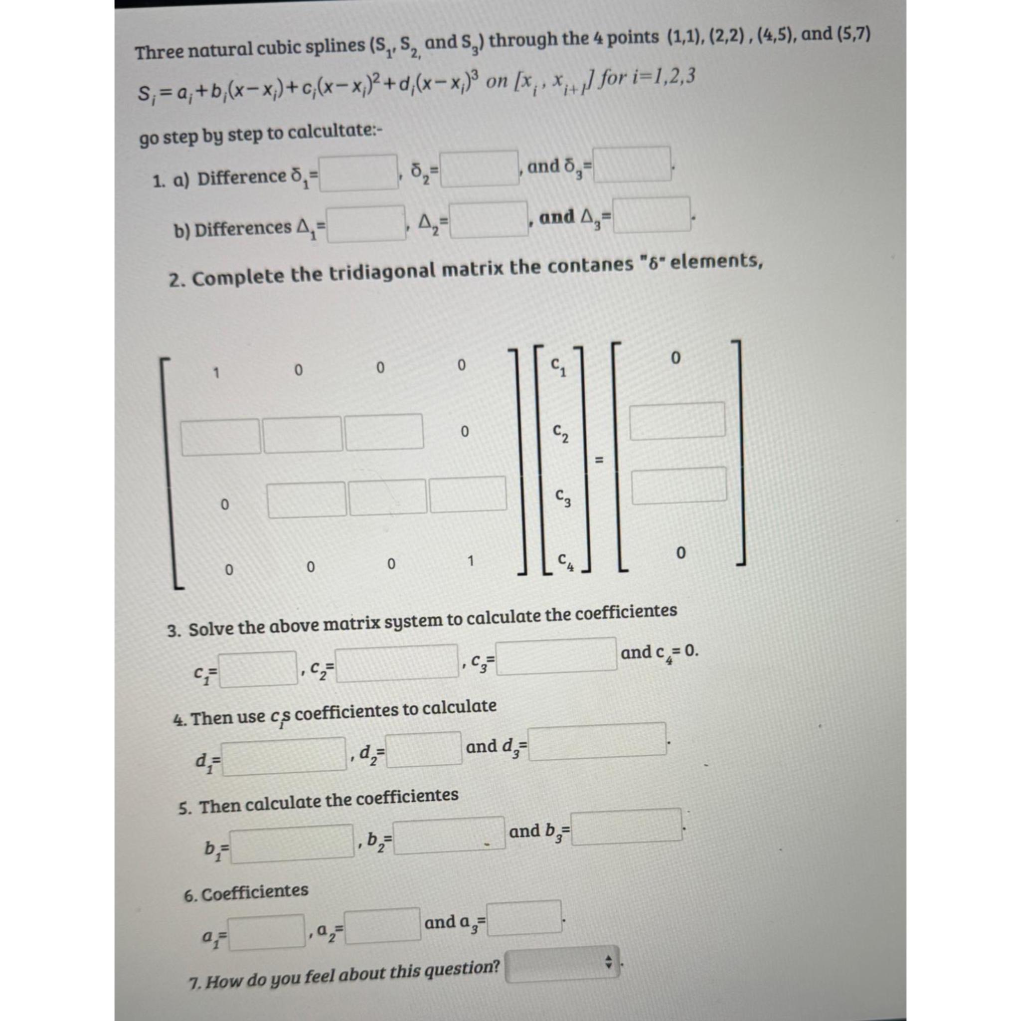 Solved Three natural cubic splines , ﻿and (:S3} ﻿through the | Chegg.com