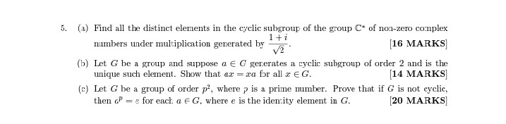 Solved 5. (a) Find all the distinct elements in the cyclic | Chegg.com