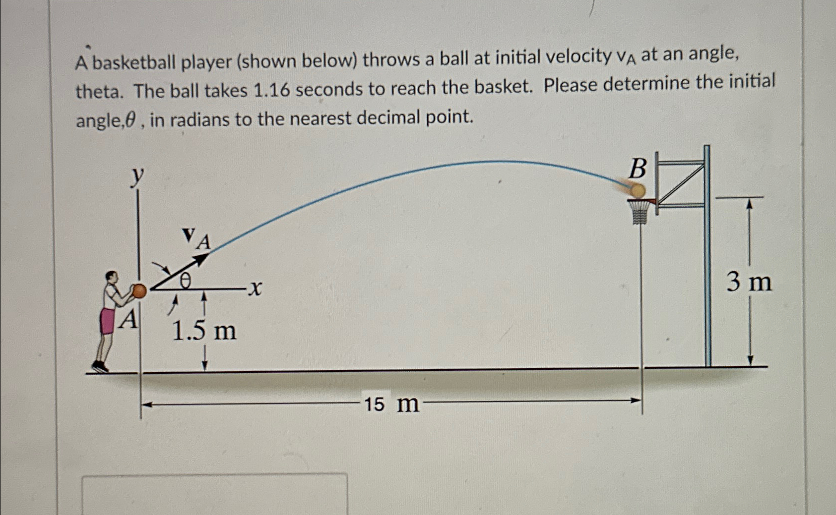 Solved A basketball player (shown below) ﻿throws a ball at | Chegg.com