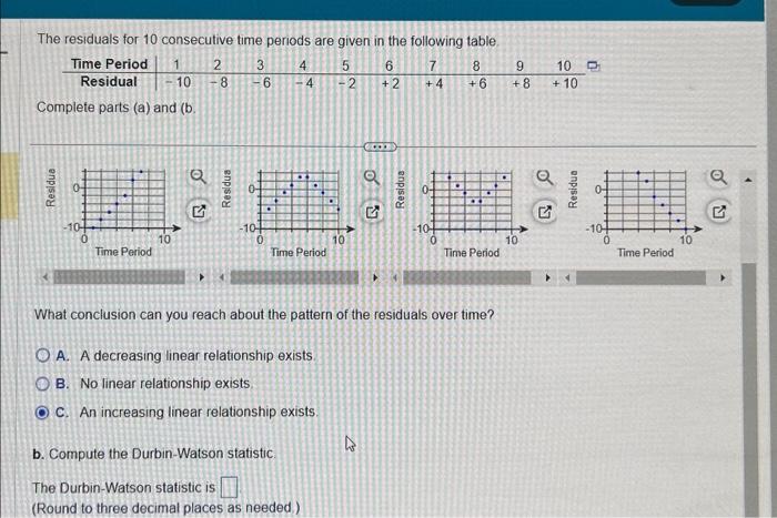 Solved The residuals for 10 consecutive time periods are | Chegg.com