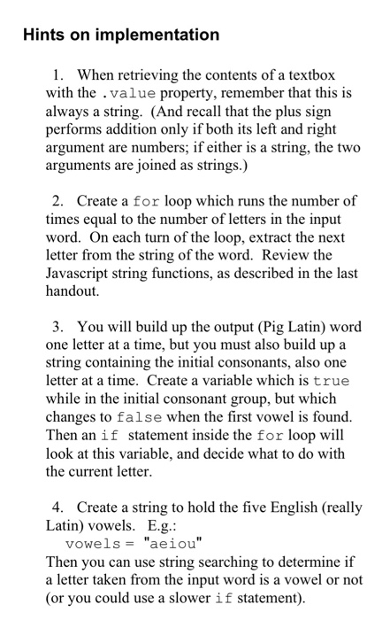 Solved Pig Latin Lab Create a webpage to translate words | Chegg.com