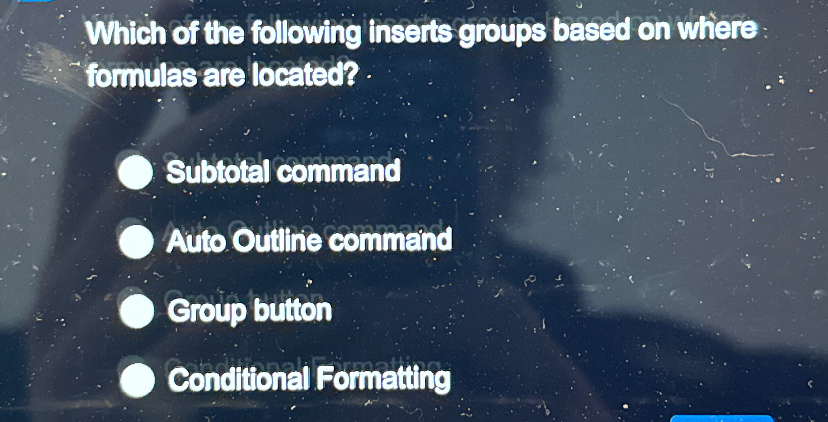 Solved Which of the following inserts groups based on whiere | Chegg.com
