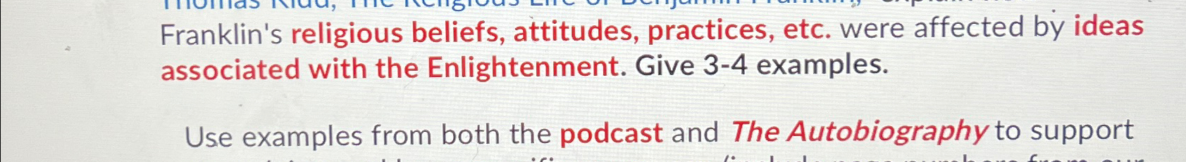 Solved Franklin's religious beliefs, attitudes, practices, | Chegg.com