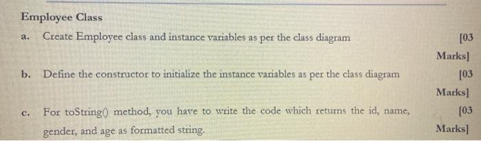 Solved 1. Write JAVA application as per class diagram and | Chegg.com
