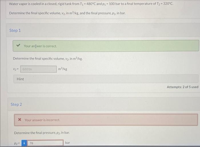 Solved Water vapor is cooled in a closed, rigid tank from | Chegg.com