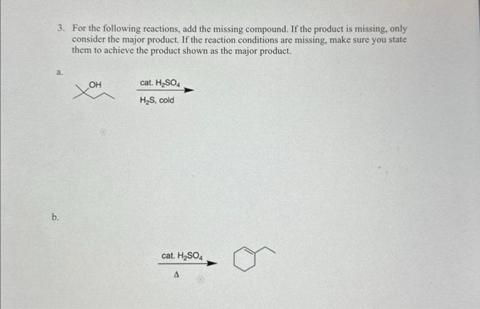 Solved 3. For the following reactions, add the missing | Chegg.com