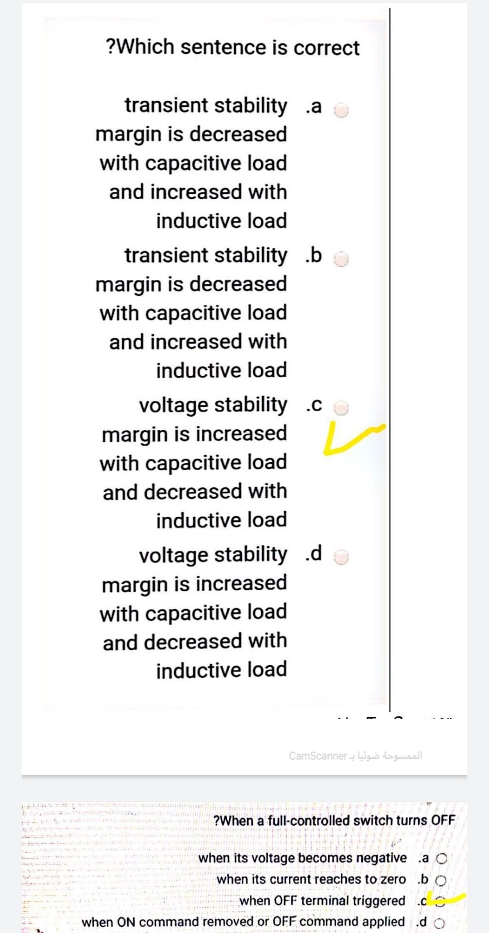 Solved ?Which sentence is correct transient stability a | Chegg.com