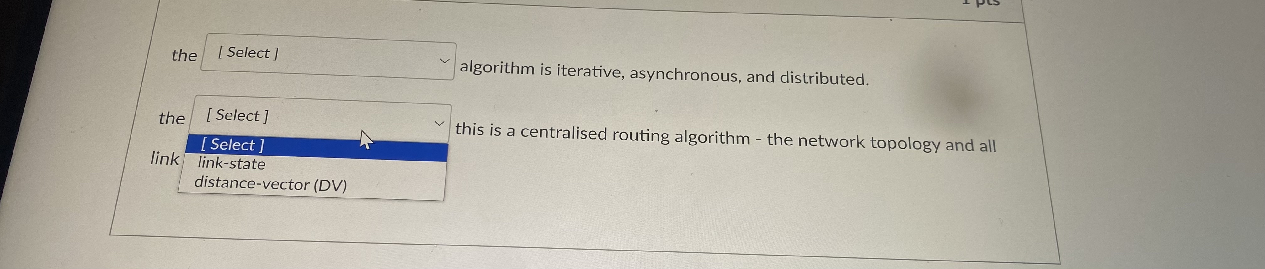 Solved the [Select] ﻿algorithm is iterative, asynchronous, | Chegg.com