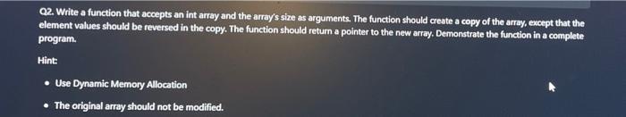 Solved Q2. Write a function that accepts an int array and | Chegg.com