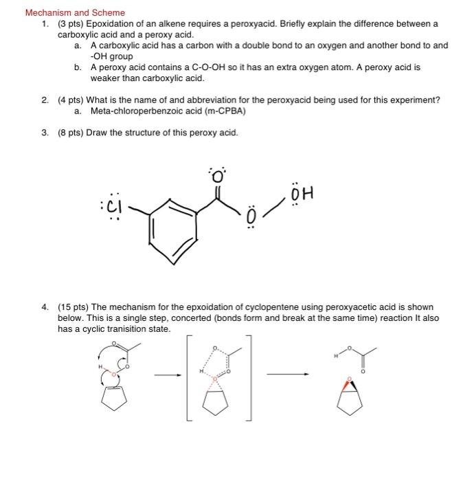 Solved Mechanism and Scheme 1. (3 pts) Epoxidation of an | Chegg.com