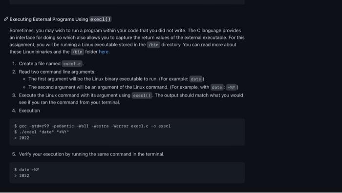 Solved Executing External Programs Using exec1() Sometimes, | Chegg.com