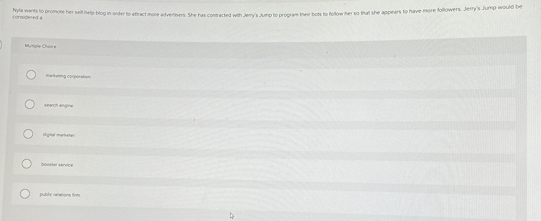 Solved considered aMultiple Choicemarketing | Chegg.com