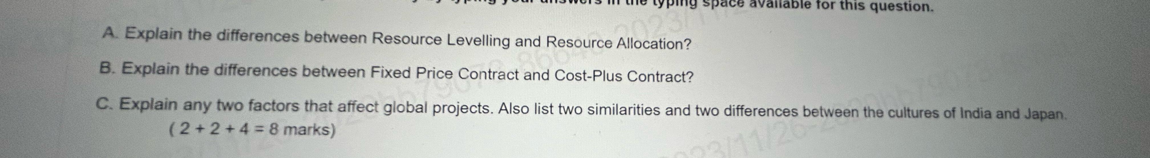 Solved A. ﻿Explain the differences between Resource | Chegg.com