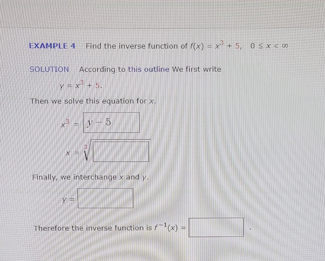 Solved EXAMPLE 4 Find the inverse function of | Chegg.com