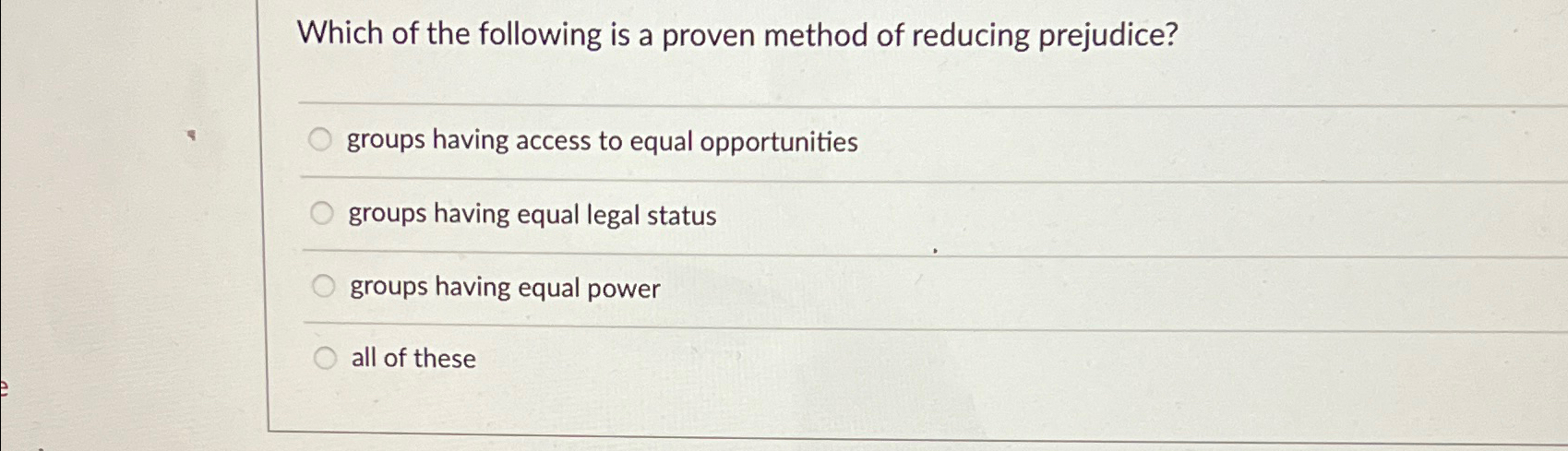 Solved Which of the following is a proven method of reducing | Chegg.com