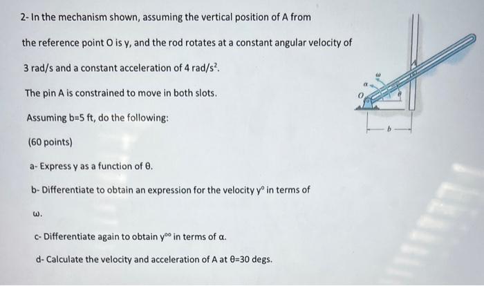 Solved 2- In the mechanism shown, assuming the vertical | Chegg.com
