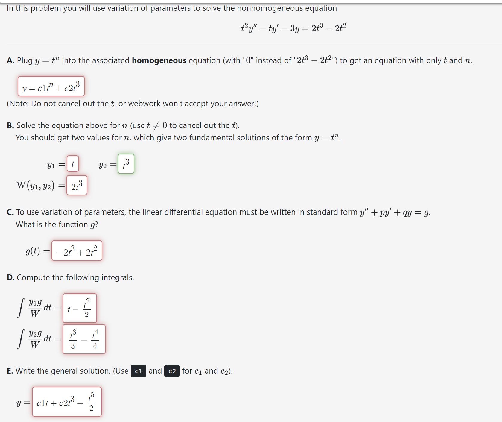 Solved In this problem you will use variation of parameters | Chegg.com