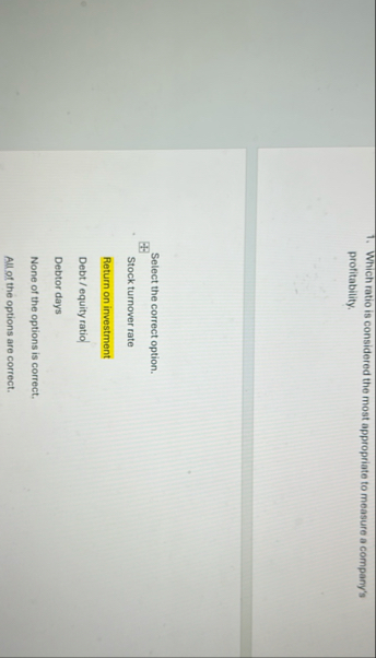 Solved Which ratio is considered the most appropriate to | Chegg.com