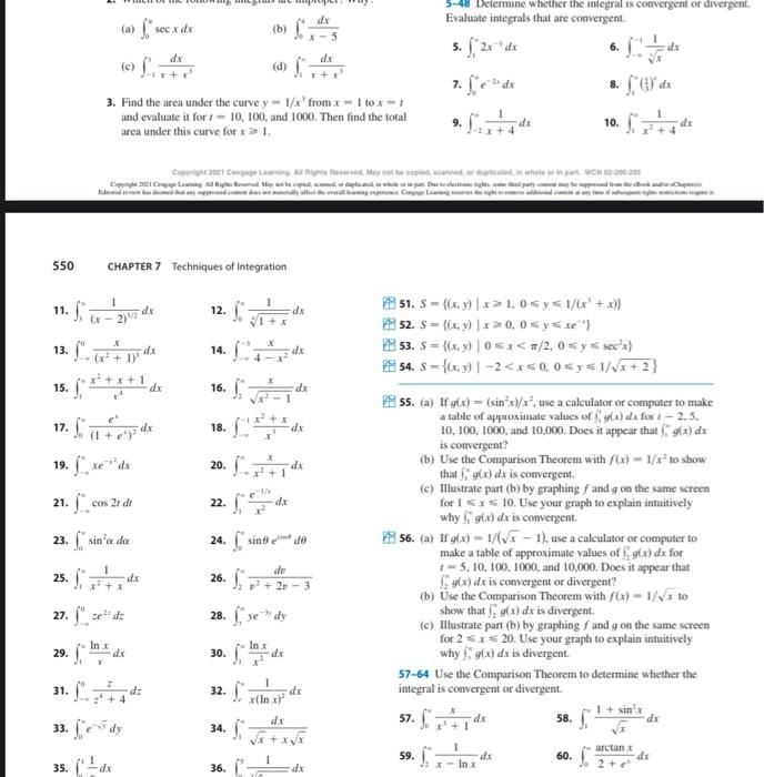 Solved 5-48 Determane whether the integral is convergent of | Chegg.com