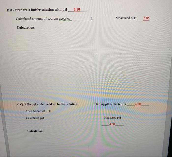 Observations and Calculations 1) A buffer with equal | Chegg.com