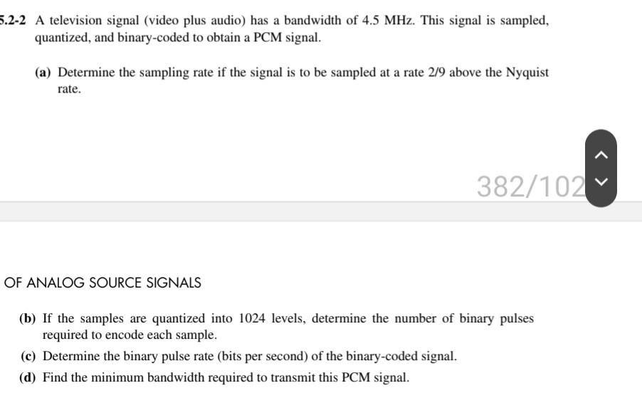 Solved 2-2 A television signal (video plus audio) has a | Chegg.com