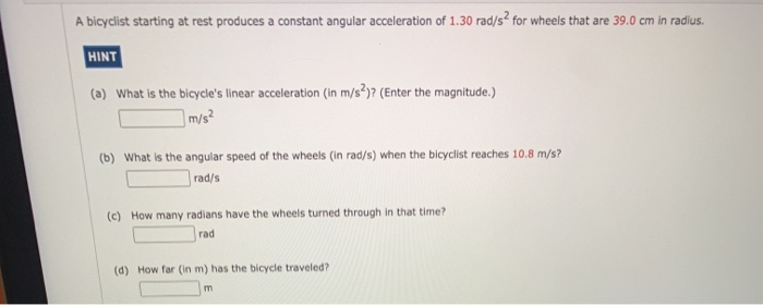 Solved A bicyde tire is spinning counterclockwise at 2.10 | Chegg.com