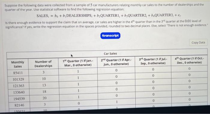 Suppose the following data were collected from a | Chegg.com
