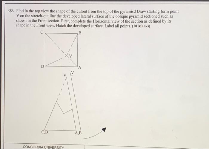 Solved 05. Find in the top view the shape of the cutout from | Chegg.com