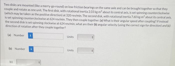 Solved Two disks are mounted (like a merry-go-round) on | Chegg.com