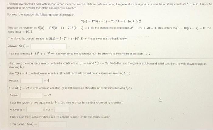Solved The Next Few Problems Deal With Second Order Linear