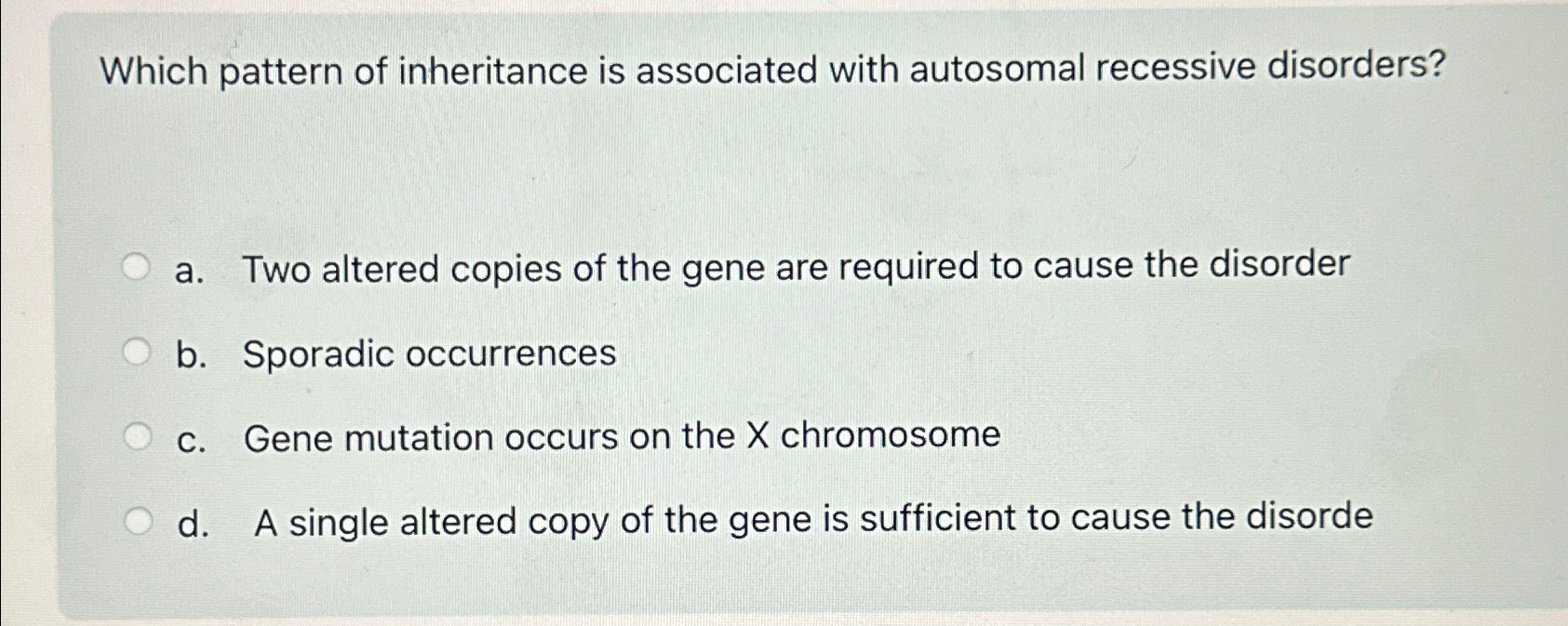 Solved Which pattern of inheritance is associated with | Chegg.com