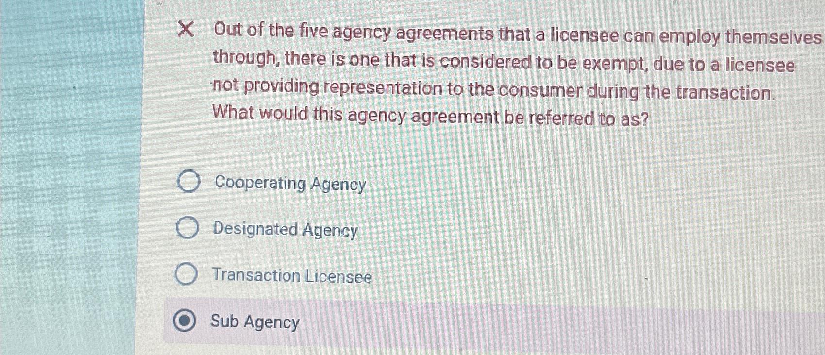 Solved Out of the five agency agreements that a licensee can | Chegg.com