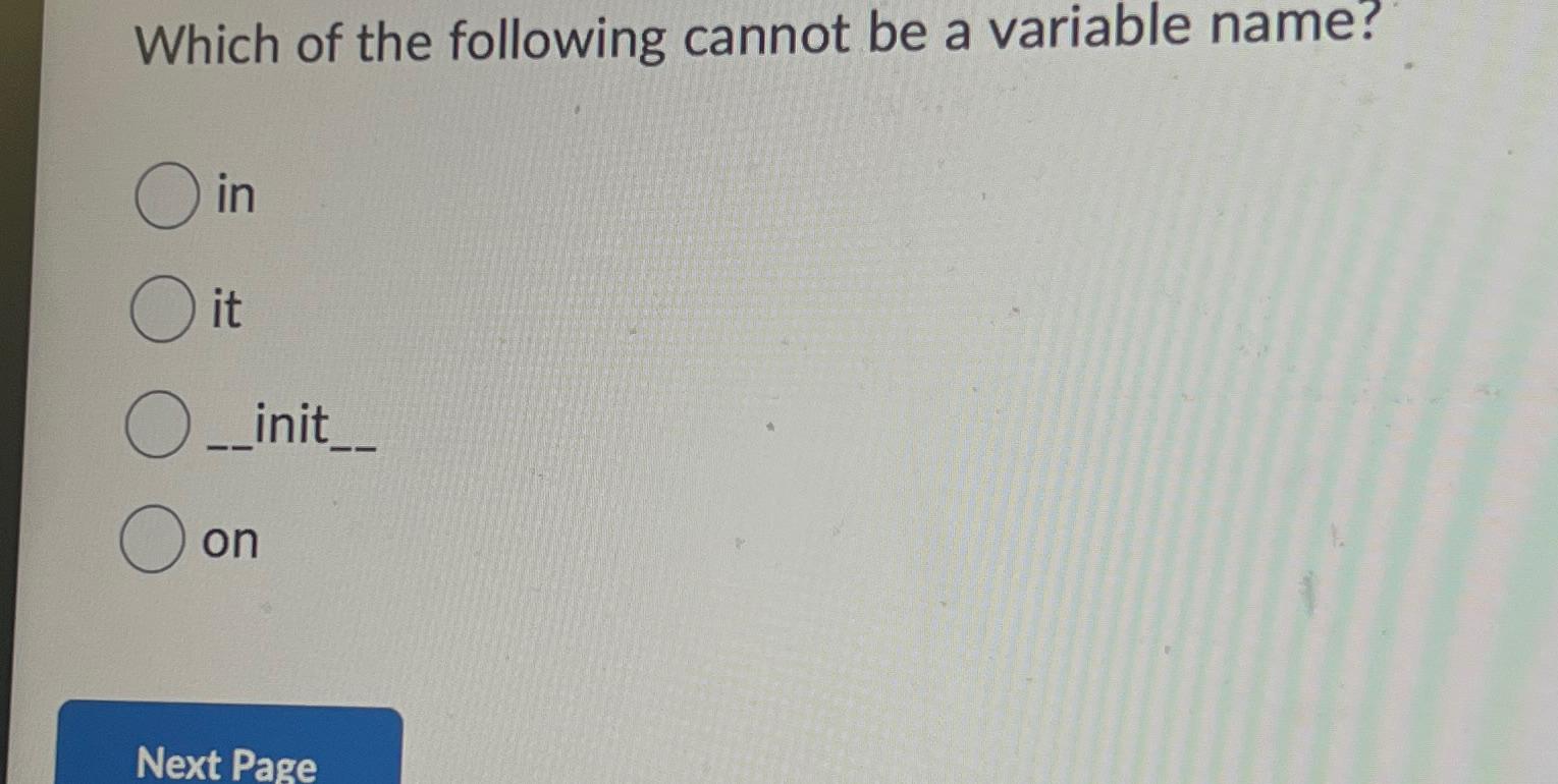 Solved Which of the following cannot be a variable | Chegg.com