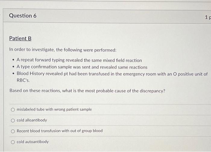 Solved Patient B Where is the discrepancy? The ABO | Chegg.com
