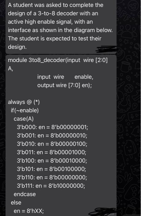 Solved A student was asked to complete the design of a | Chegg.com