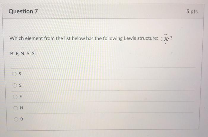 Solved Question 7 5 pts Which element from the list below | Chegg.com Solved Question 7 5 pts Which element from the list below | Chegg.com