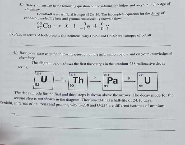 Solved 3.) Base your answer to the following question on the | Chegg.com