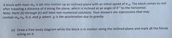 Solved A block with mass m0 is set into motion up an | Chegg.com
