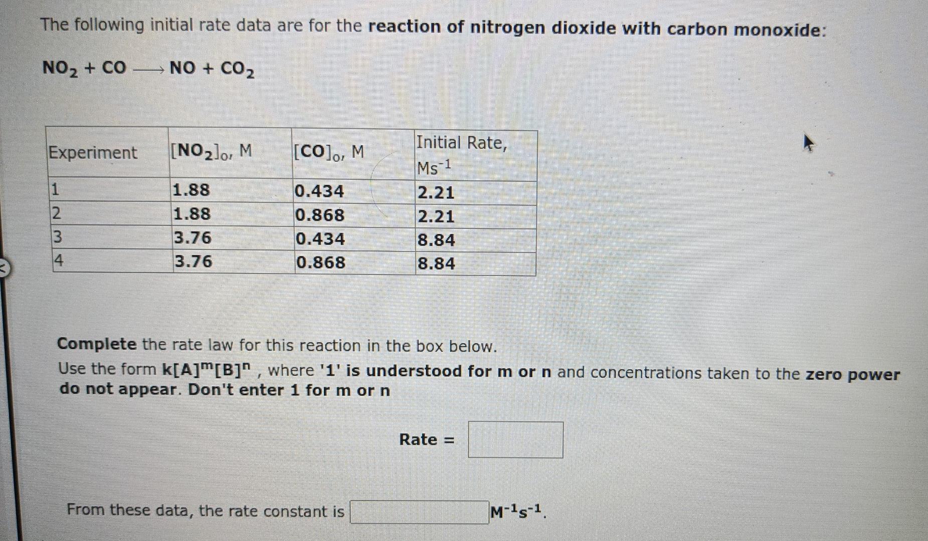 Solved The following initial rate data are for the reaction | Chegg.com Solved The following initial rate data are for the reaction | Chegg.com