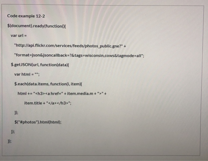 (Solved) : Code Example 12 1 Document Ready Function Getjson Teamjson ... (Solved) : Code Example 12 1 Document Ready Function Getjson Teamjson ...