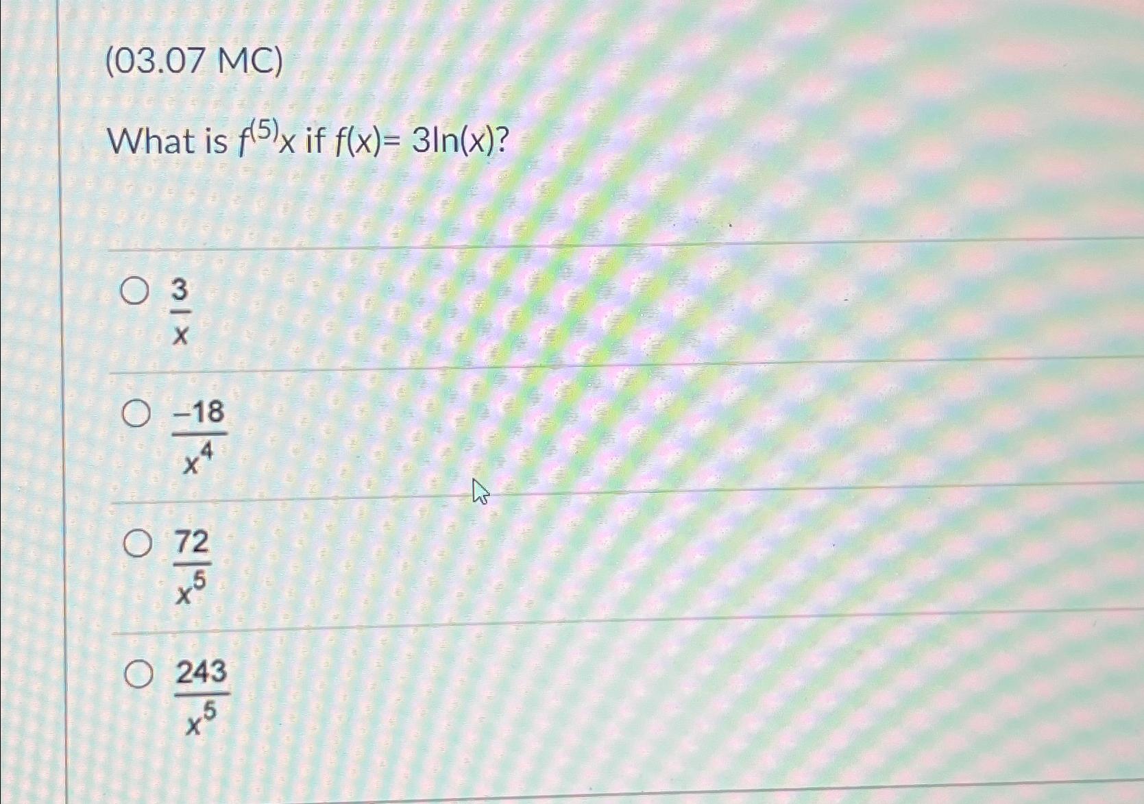 Solved (03.07 ﻿MC)What is f(5)x ﻿if | Chegg.com