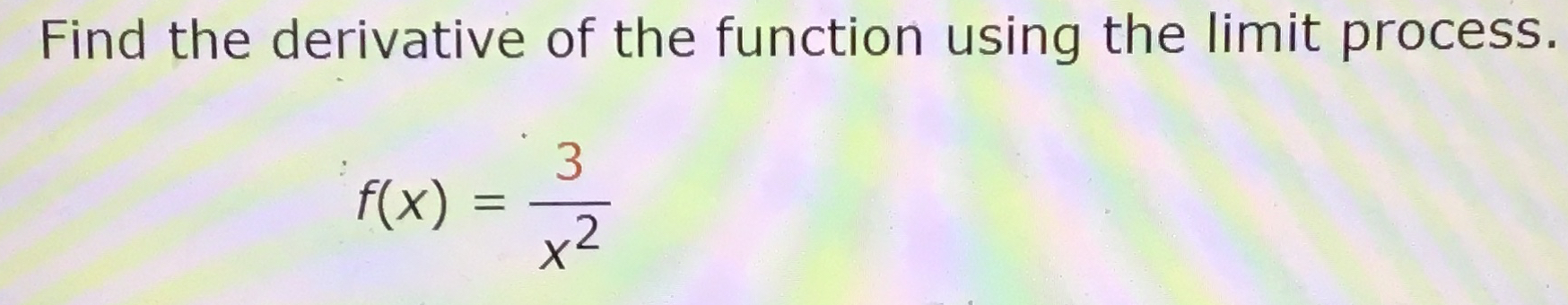 Solved Find the derivative of the function using the limit | Chegg.com