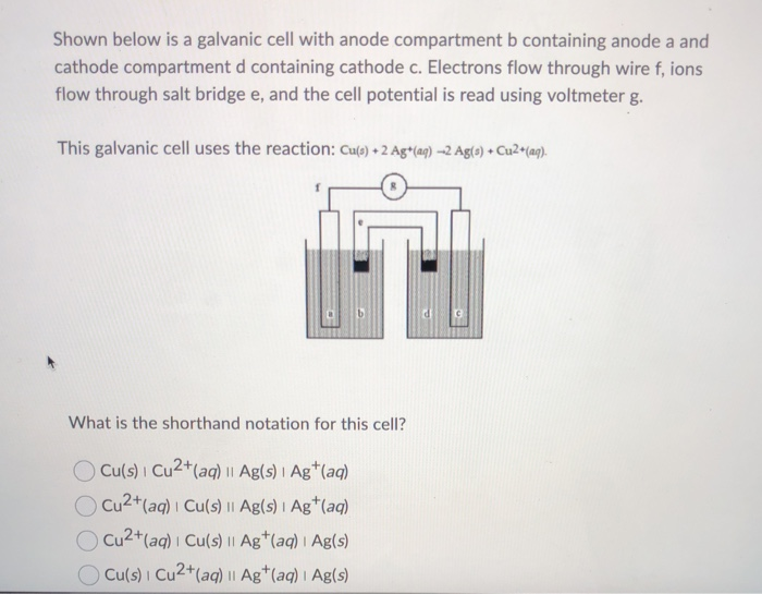 Solved Shown below is a galvanic cell with anode compartment | Chegg.com