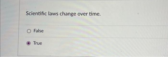 Solved Scientific laws change over time. False True | Chegg.com