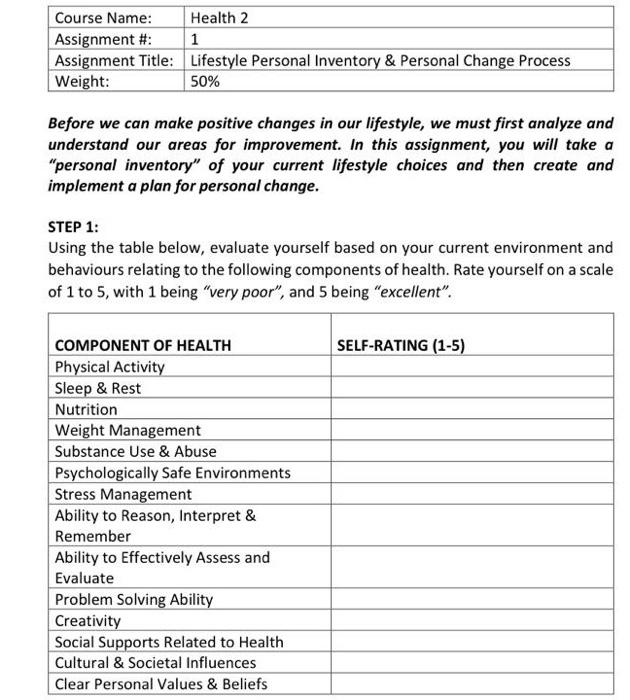 Solved Before we can make positive changes in our lifestyle, | Chegg.com